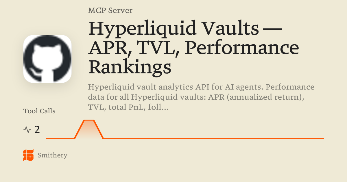 Hyperliquid Vaults — APR, TVL, Performance Rankings - MCP | Smithery