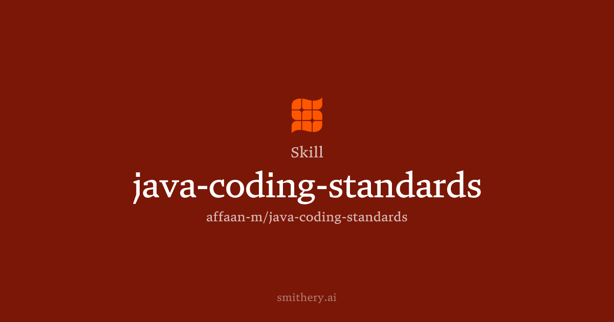 java-coding-standards - Skill | Smithery