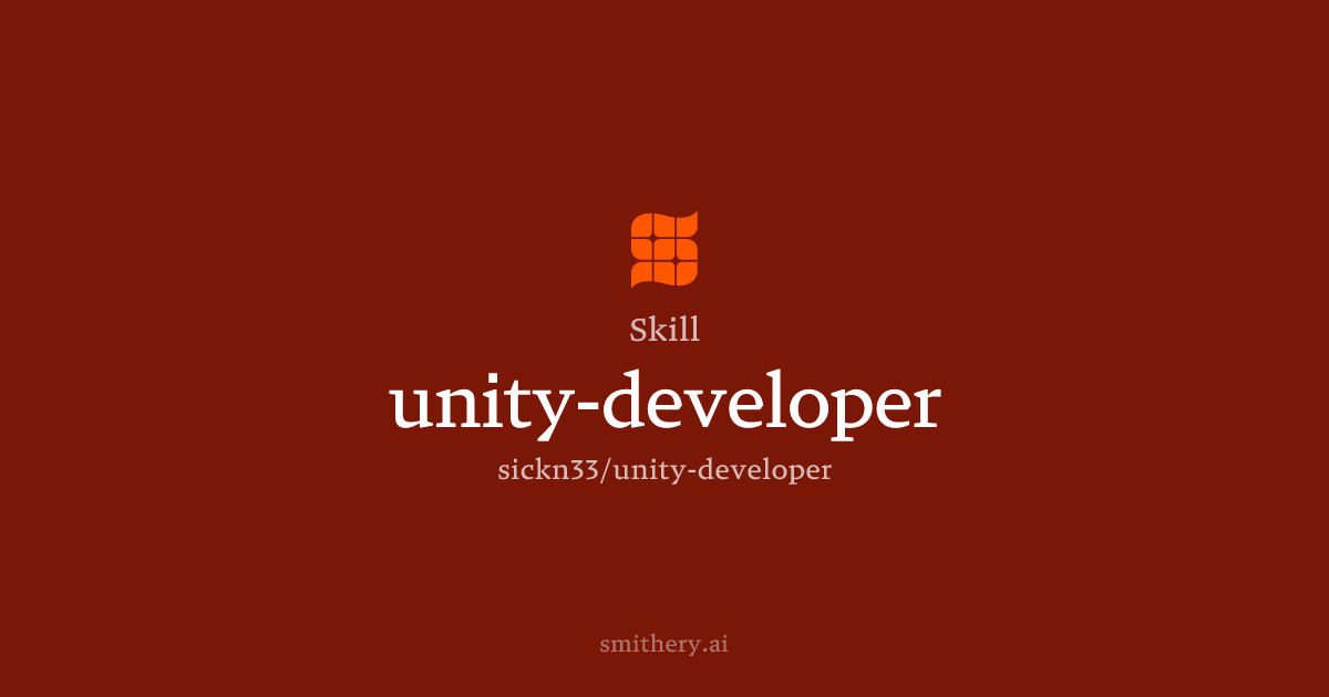 unity-developer - Skill | Smithery