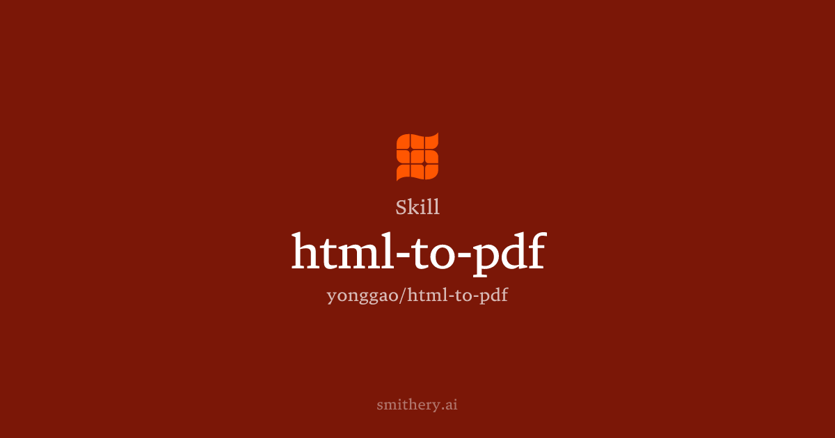 html-to-pdf - Skill | Smithery